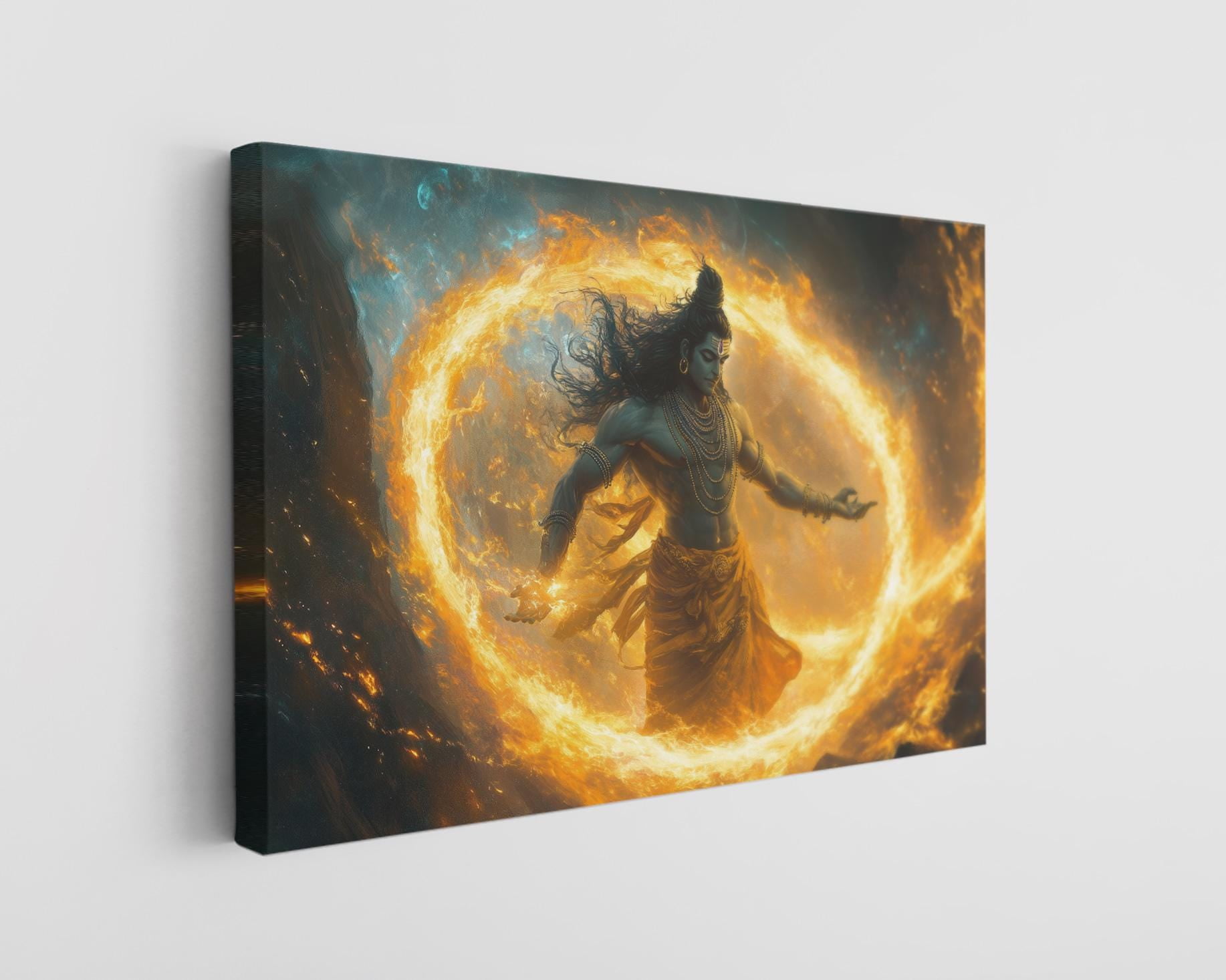 Lord Shiva Performing a Cosmic Dance in Ring of Fire Canvas Wall Art ...