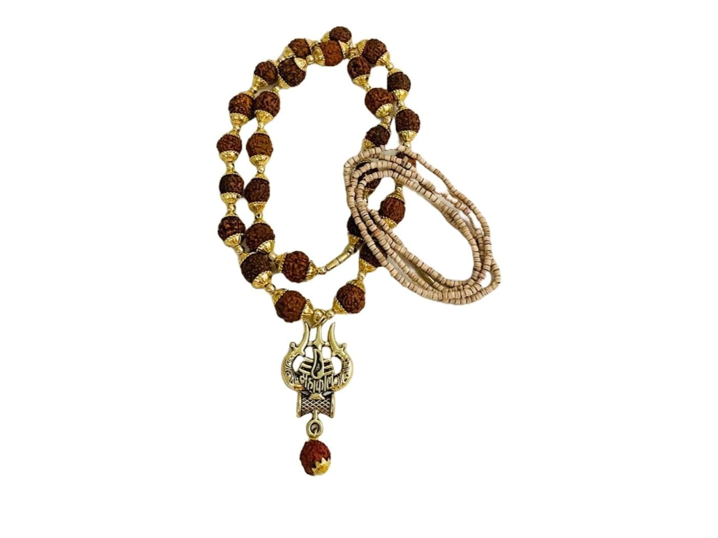 Lord Shiva Trishul Damru Locket Puchmukhi Rudraksha Mala Chain For Men ...
