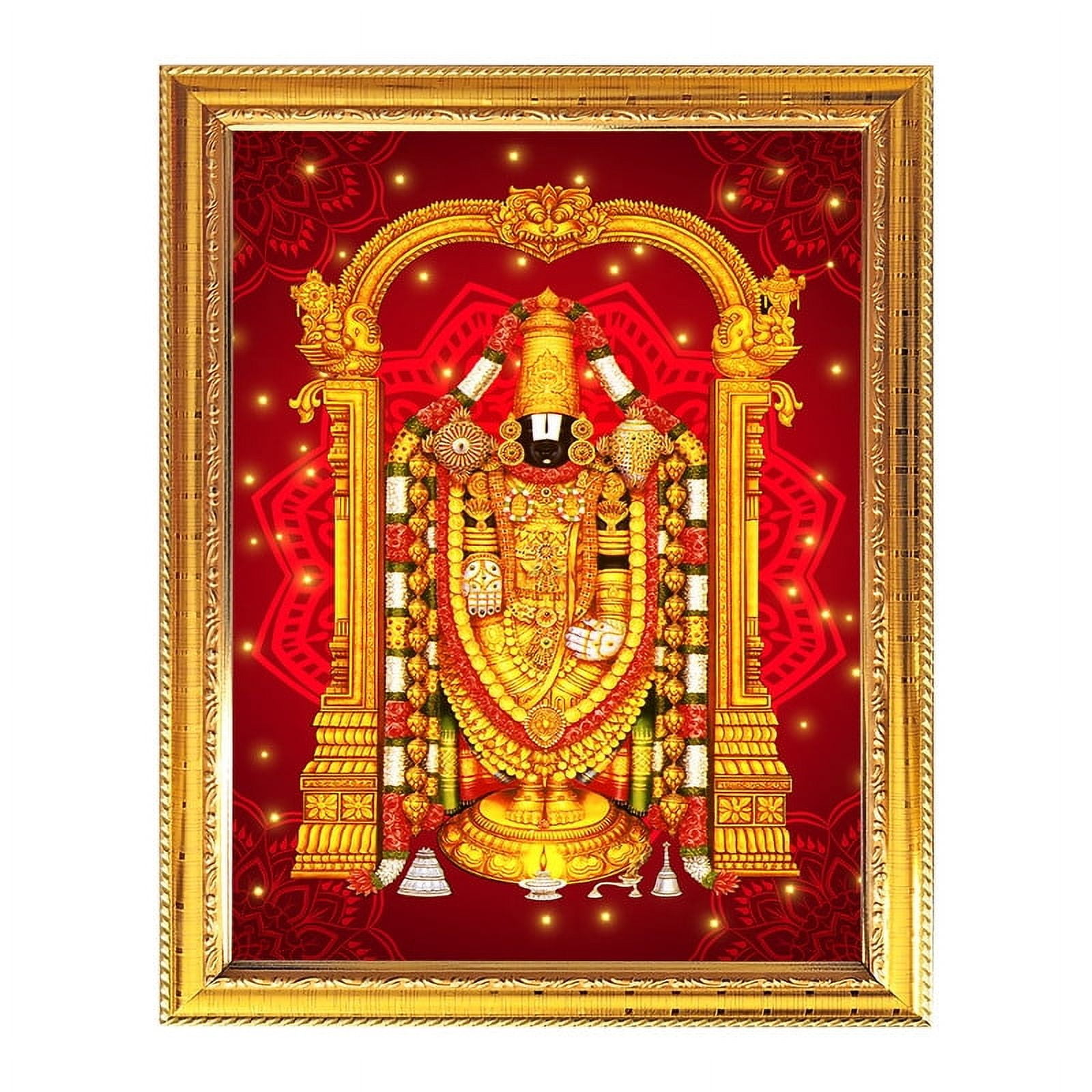 Lord Srinivasa Indian God Photo With Golden Frames For Pooja And Wall ...