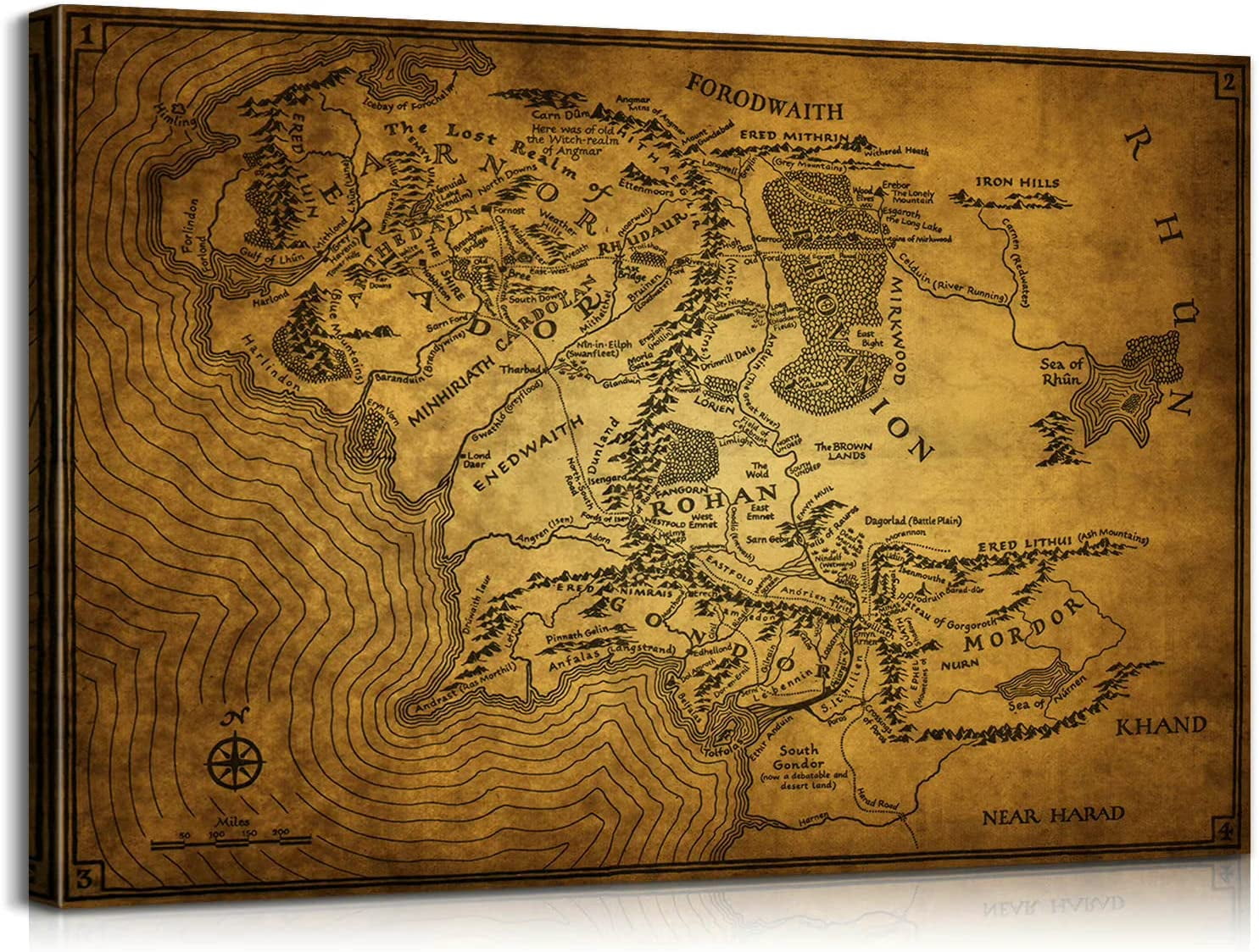 Lord of The Rings Map Poster Middle Earth Map Decor Vintage Map Poster ...