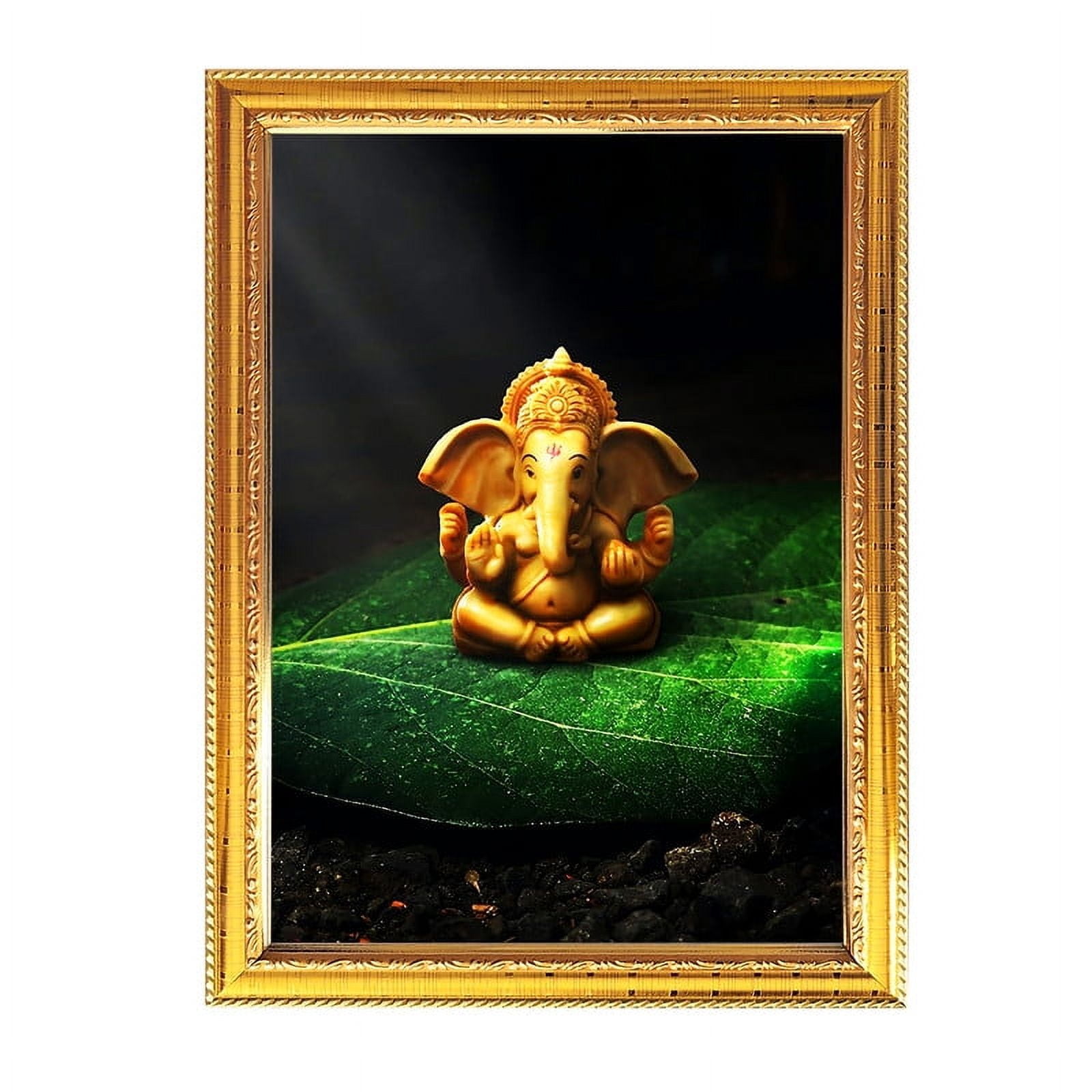Lord Vigneshwara God Photo With Golden Frames For Pooja Indian Worship ...