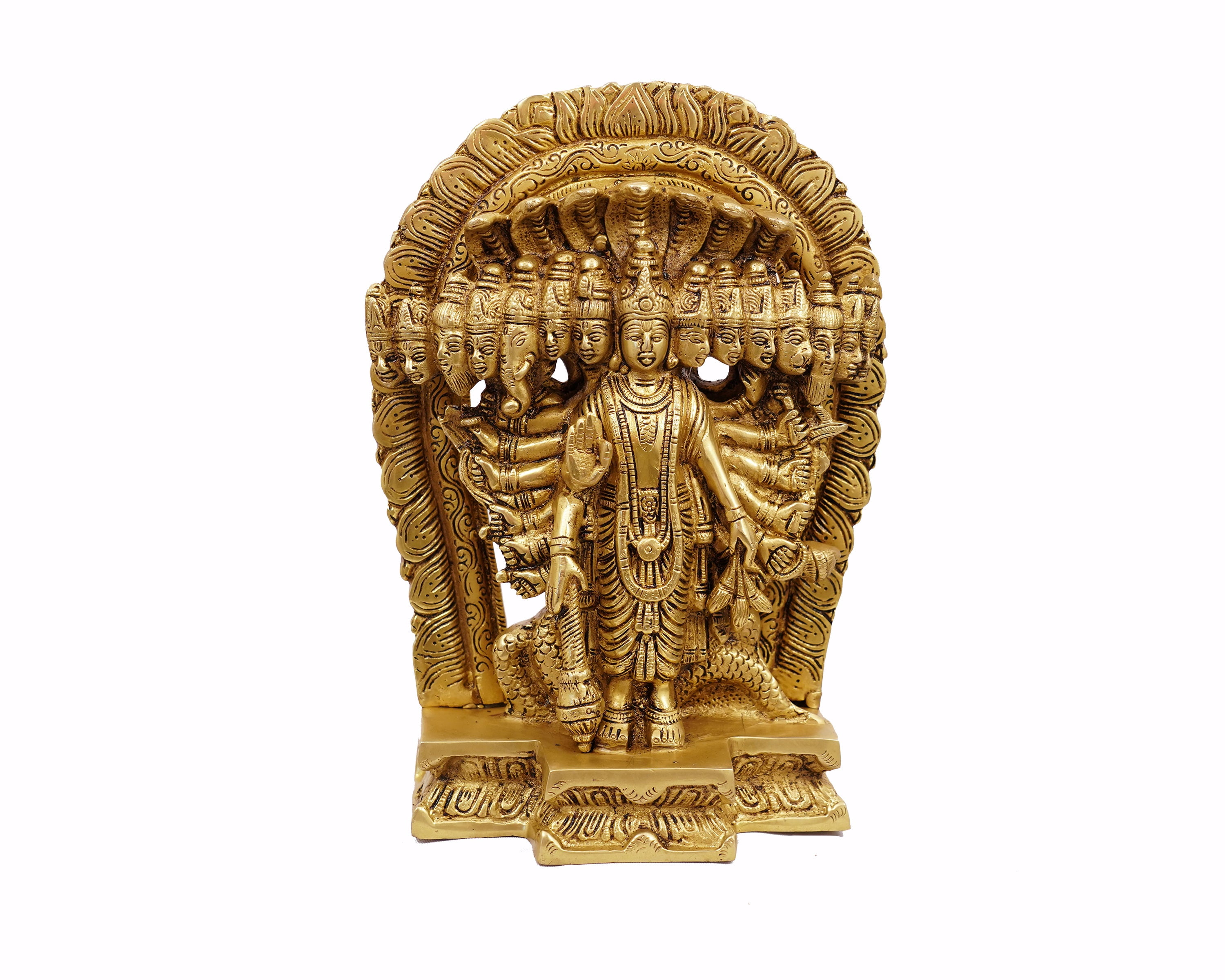Lord Vishnu Idol Brass Statue with ten Heads for Puja, Home Mandirs ...