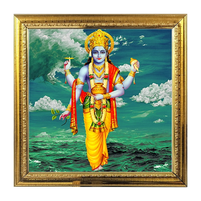 Lord Vishnu India God Idol Photo Frame for Pooja Hindu Bhagwan Devi ...