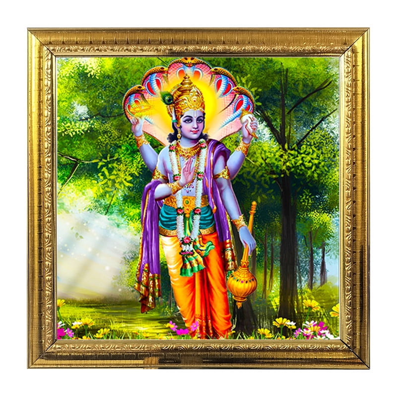 Lord Vishnu India God Photo Frame for Pooja Hindu Bhagwan Devi Devta ...