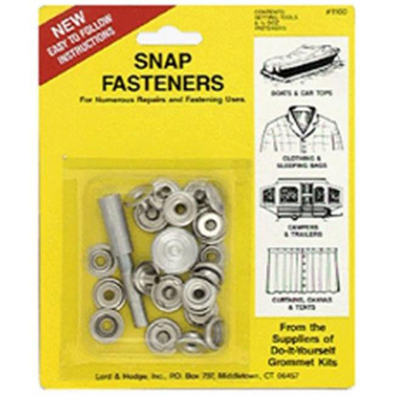 Lord and Hodge Inc. Brass Nickel Plated Screw Stud Snap Fastener Kit 6 ...