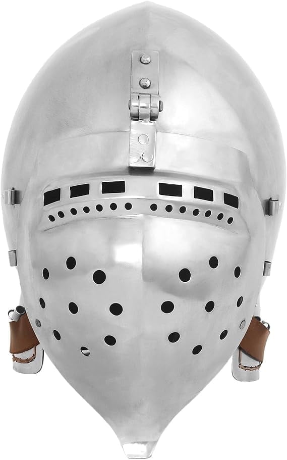 Lord of Battles Medieval Bascinet Helmet 16 Gauge Battle-Ready Armor for LARP, Reenactments ...