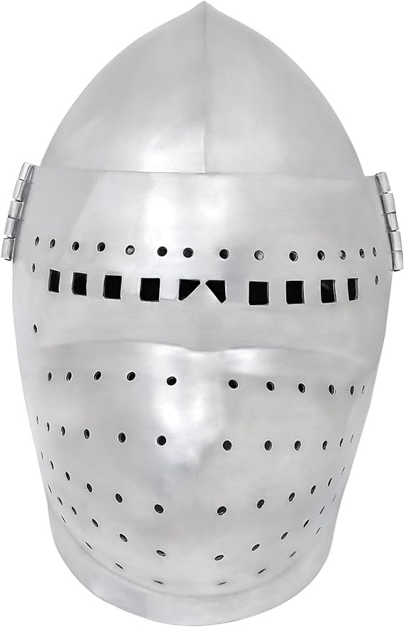 Lord of Battles Medieval Full Visor Bascinet Steel Helmet 14-gauge Handmade Armor Ideal for ...