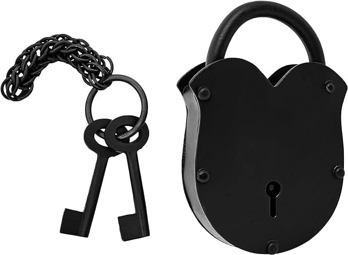Lord of Battles Rugged Medieval Iron Padlock with Chainmail Keychain ...