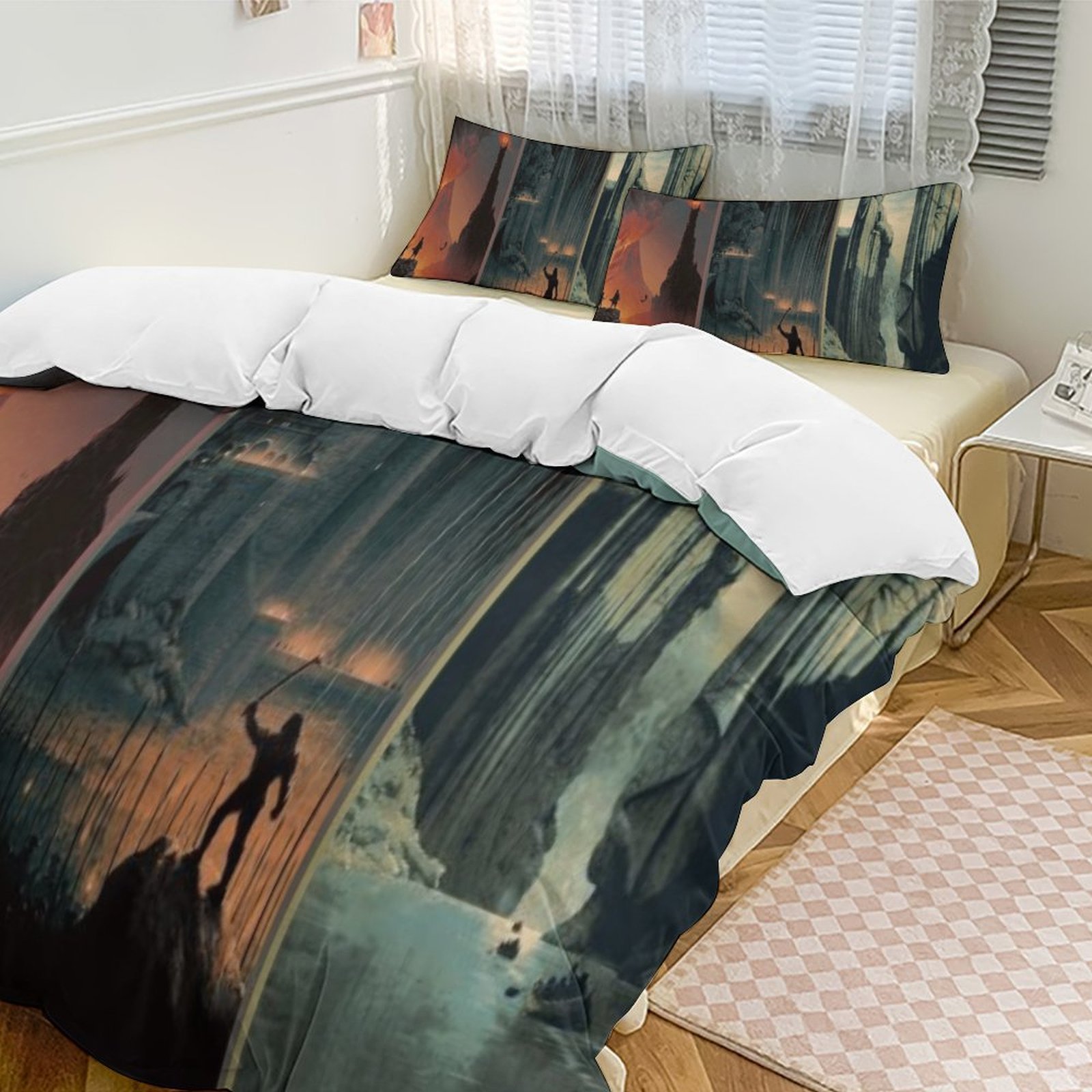 Lord of the Rings Duvet Covers Pillowcases 3 Piece Set 86"x70",Vintage ...