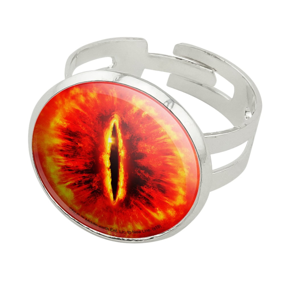 Lord of the Rings Eye of Sauron Silver Plated Adjustable Novelty Ring ...