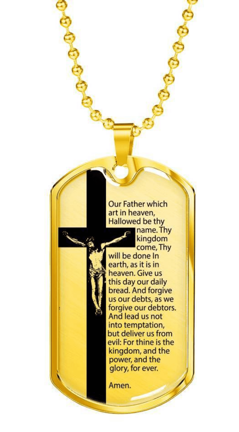 Lord's Prayer Necklace Our Father Stainless Steel or 18k Gold Dog Tag ...