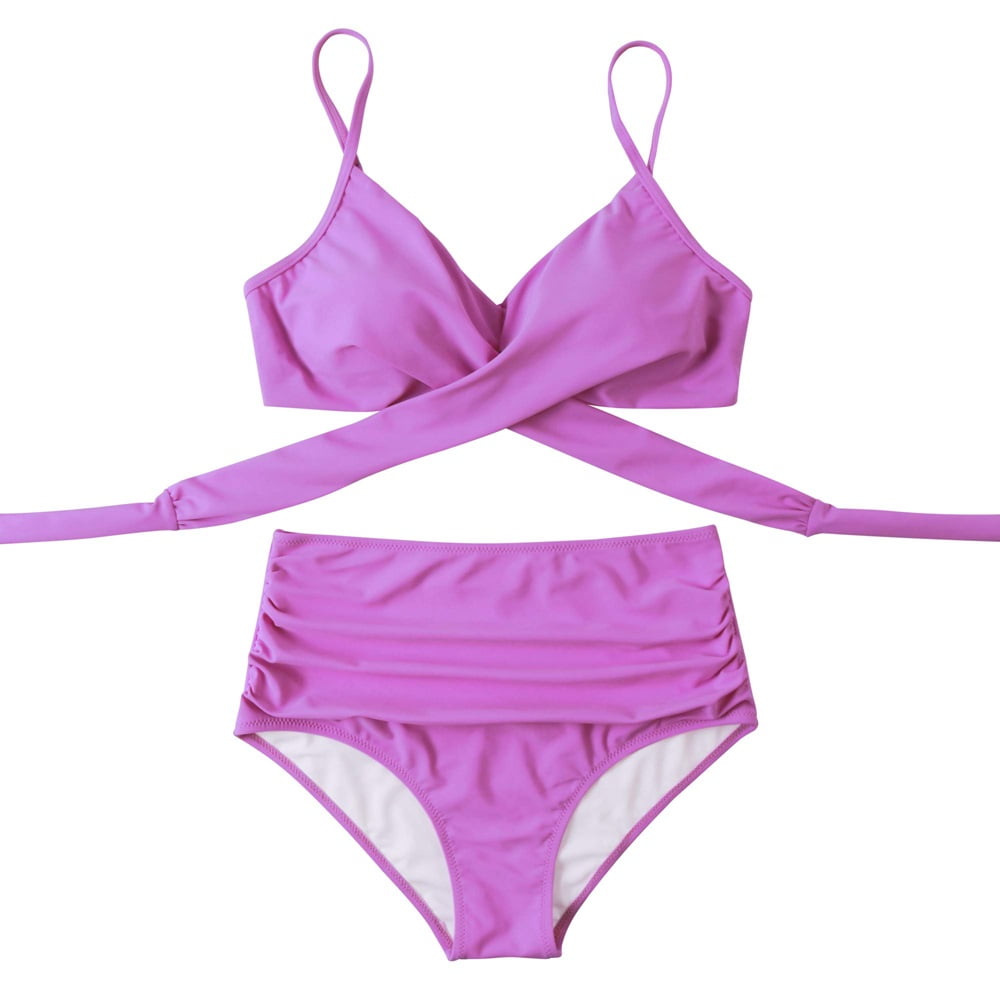 Lorddream Women Criss Cross High Waisted String Floral Printed 2 Piece ...