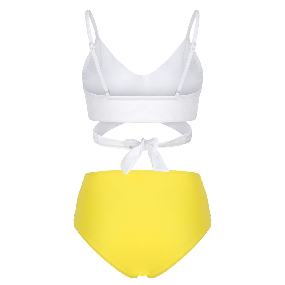 Lorddream Women Criss Cross High Waisted String Floral Printed 2 Piece ...