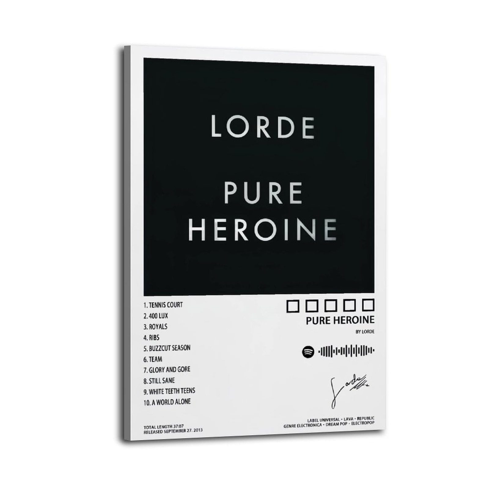 Lorde Poster Pure Heroine Album Cover Canvas Wall Art Posters and ...