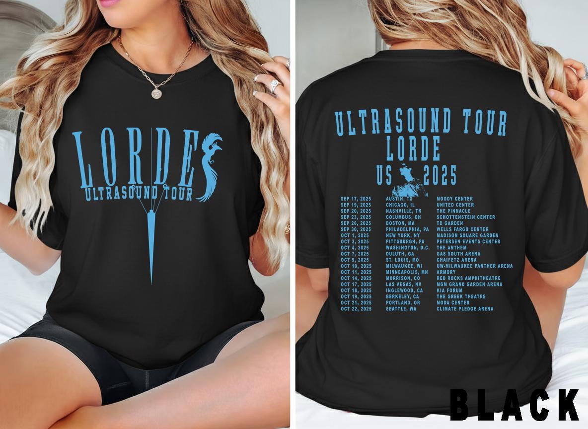 Lorde Ultrasound Tour Shirt 2025, Front Back Tour Dates Tee, Black ...