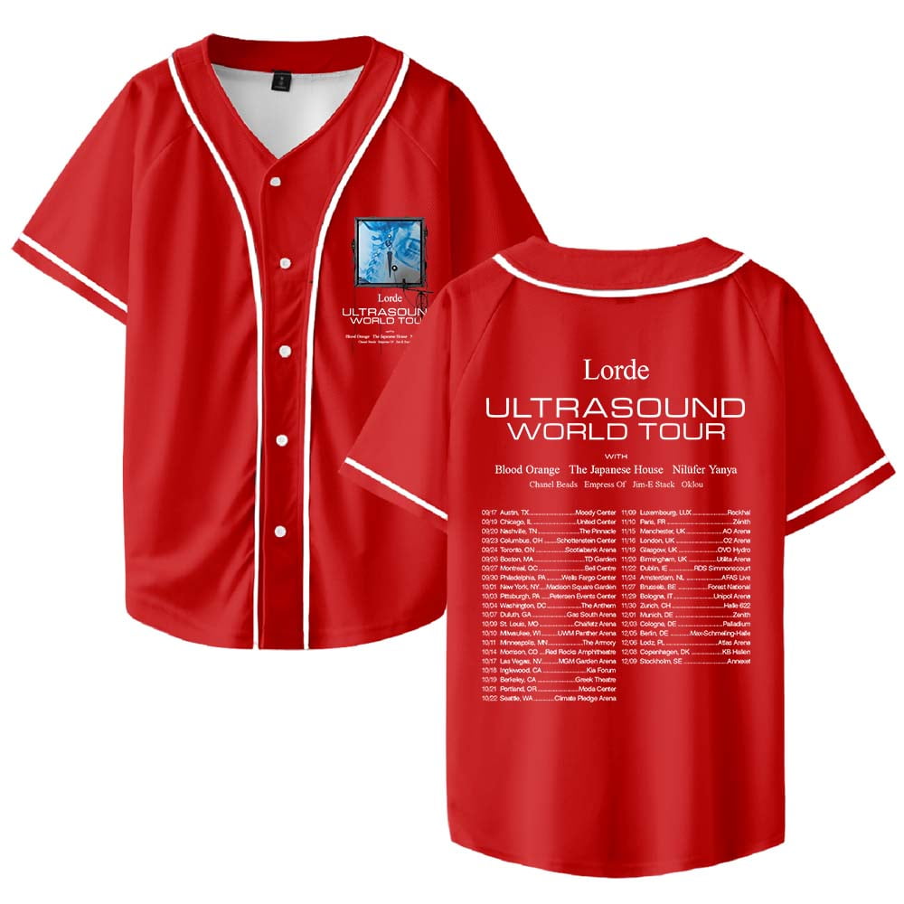 Lorde Ultrasound World Tour 2025 Merch Baseball Jersey V-Neck Shirt ...