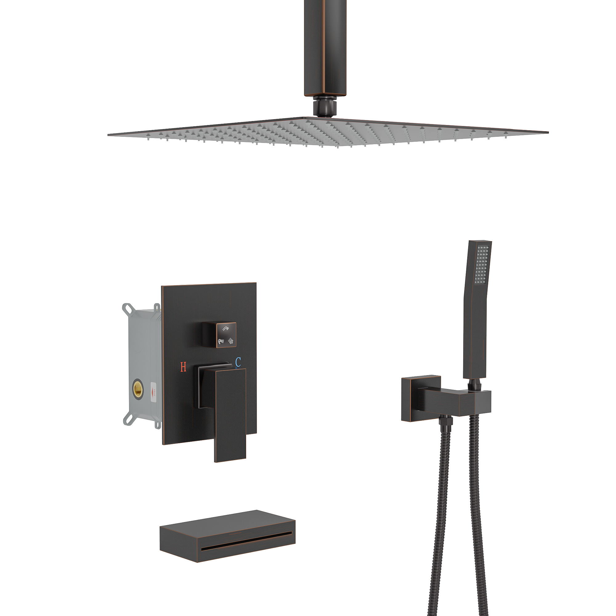 Lordear 12 Inch Rain Shower Head Ceiling Mounted Shower Set - Walmart.com