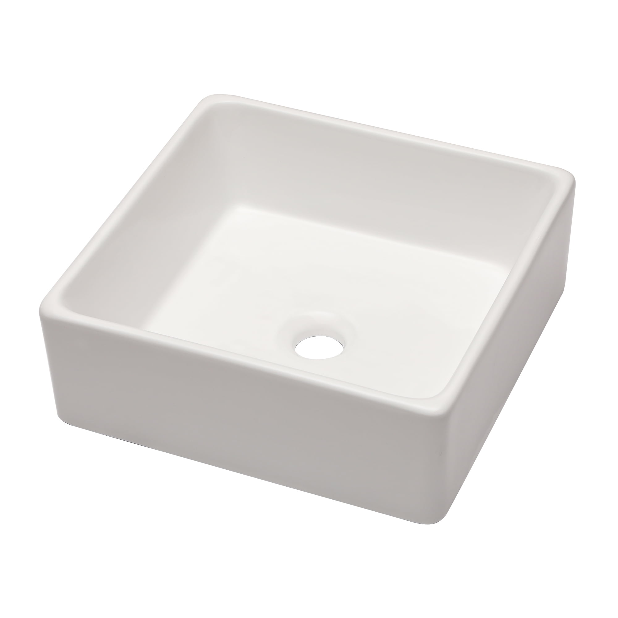 Lordear 15"x15"x5.5" Modern Square Above Counter White Ceramic Bathroom Vessel Vanity Sink Art ...