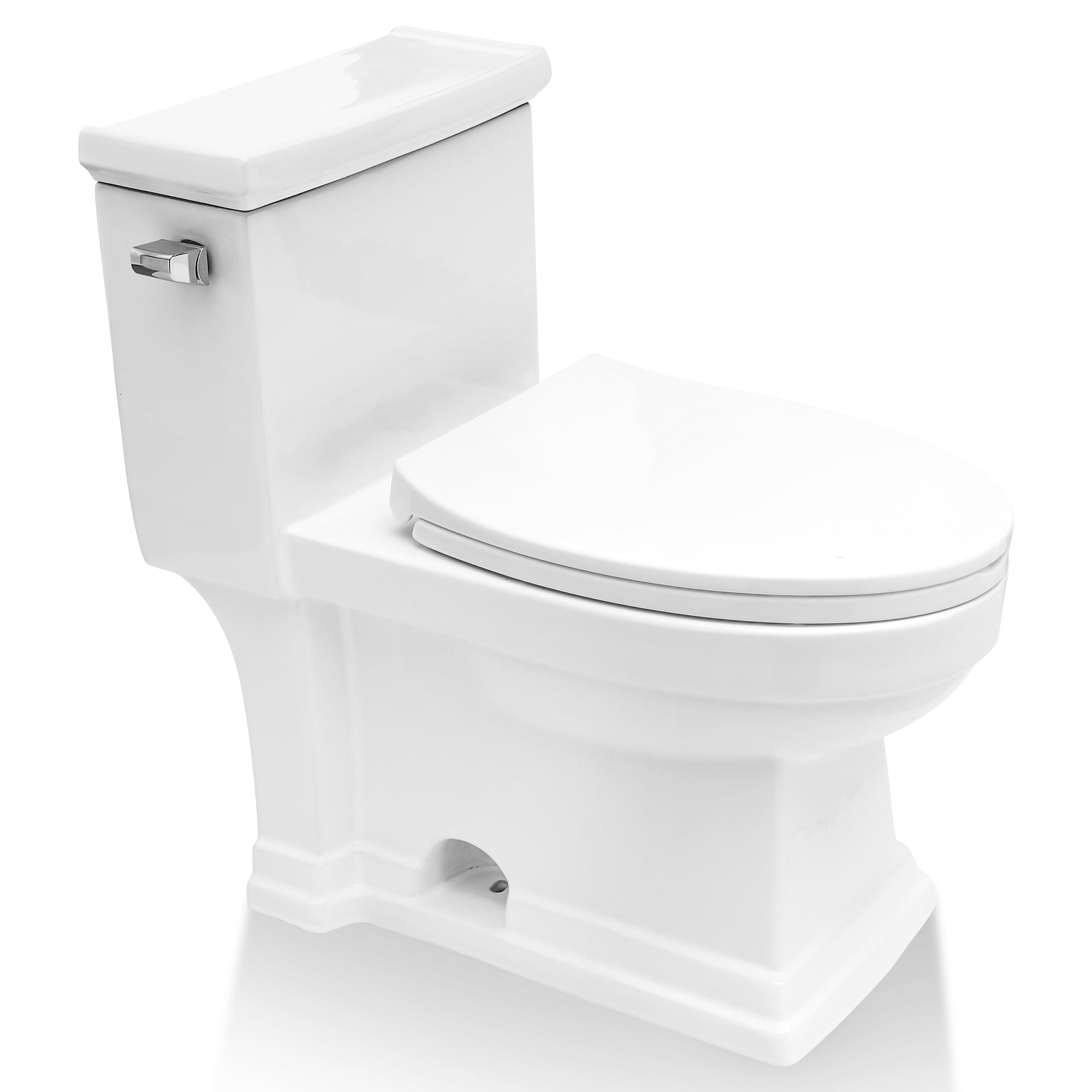 Lordear Bathroom Toilet White One-Piece with Left-Hand Trip Lever Soft ...