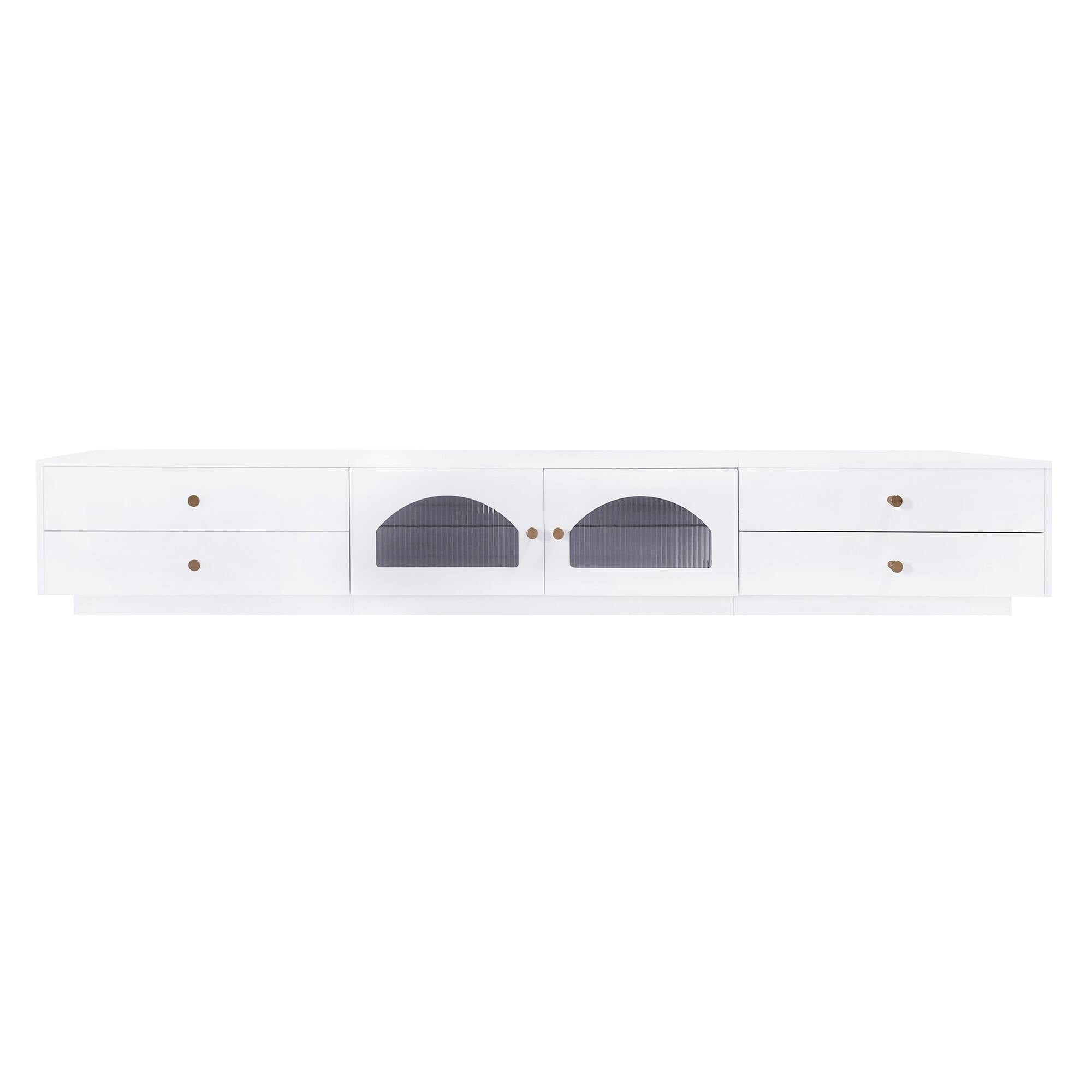 Lordear Tv Cabinet Tempered Glass Shelf Tv Stand Functional Media 5657