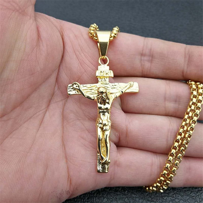 Lordgold Crucifix Jesus Christ Men Jewelry 14k Yellow Gold Mens Cross ...