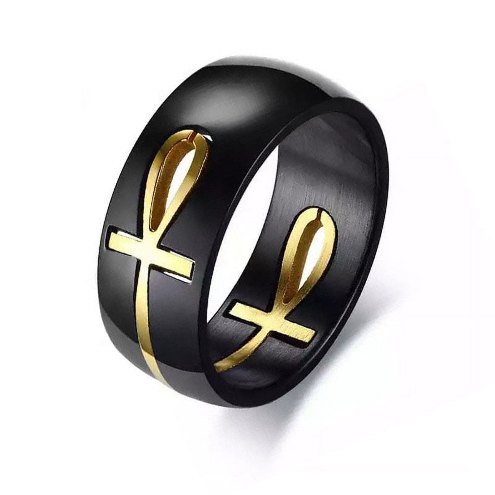 Lordjewelry Men's Two Tones Removable Ankh Egyptian Cross Ring 14k ...