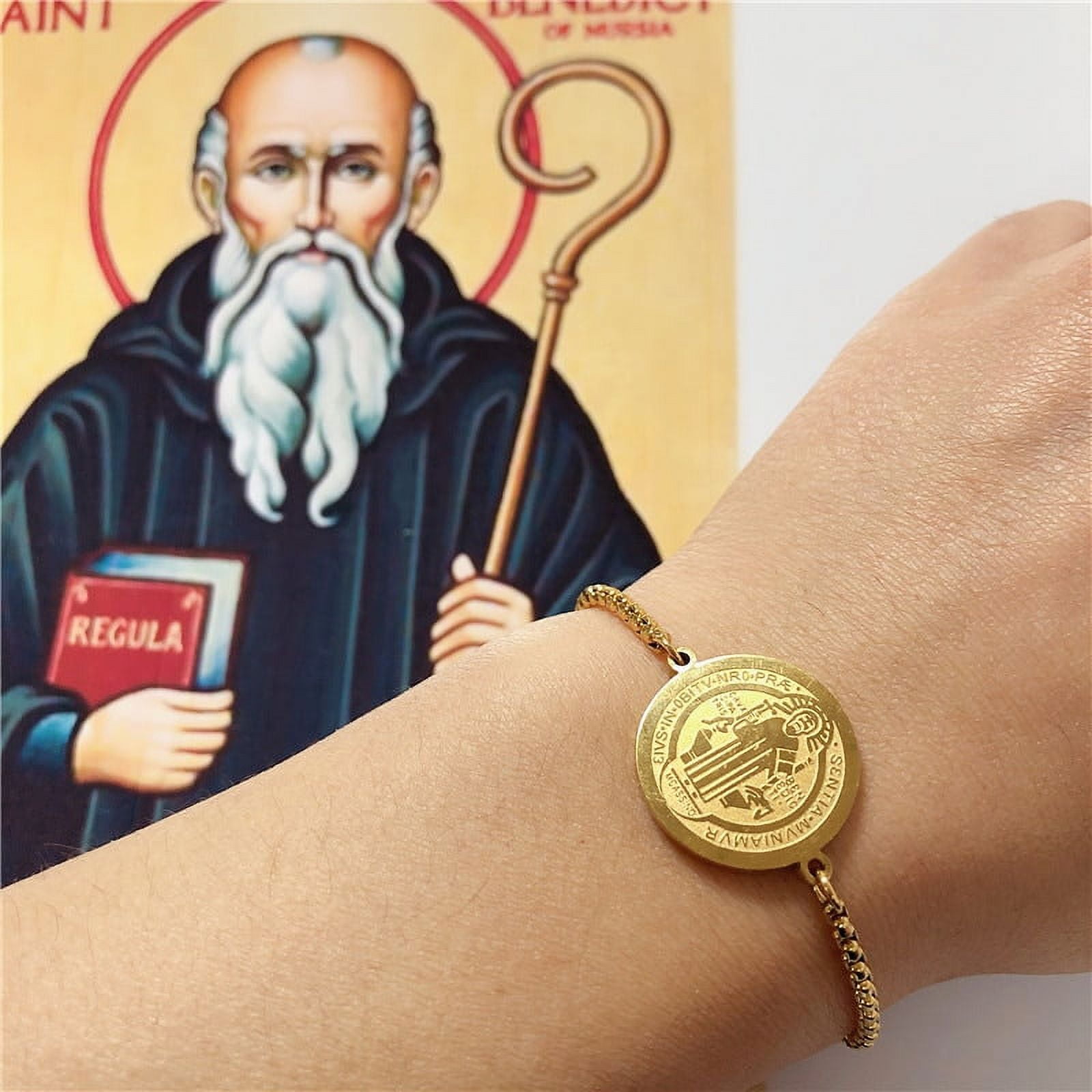 Lordluxury San Benito Bracelet 14k Yellow Gold Church St. Benedict ...