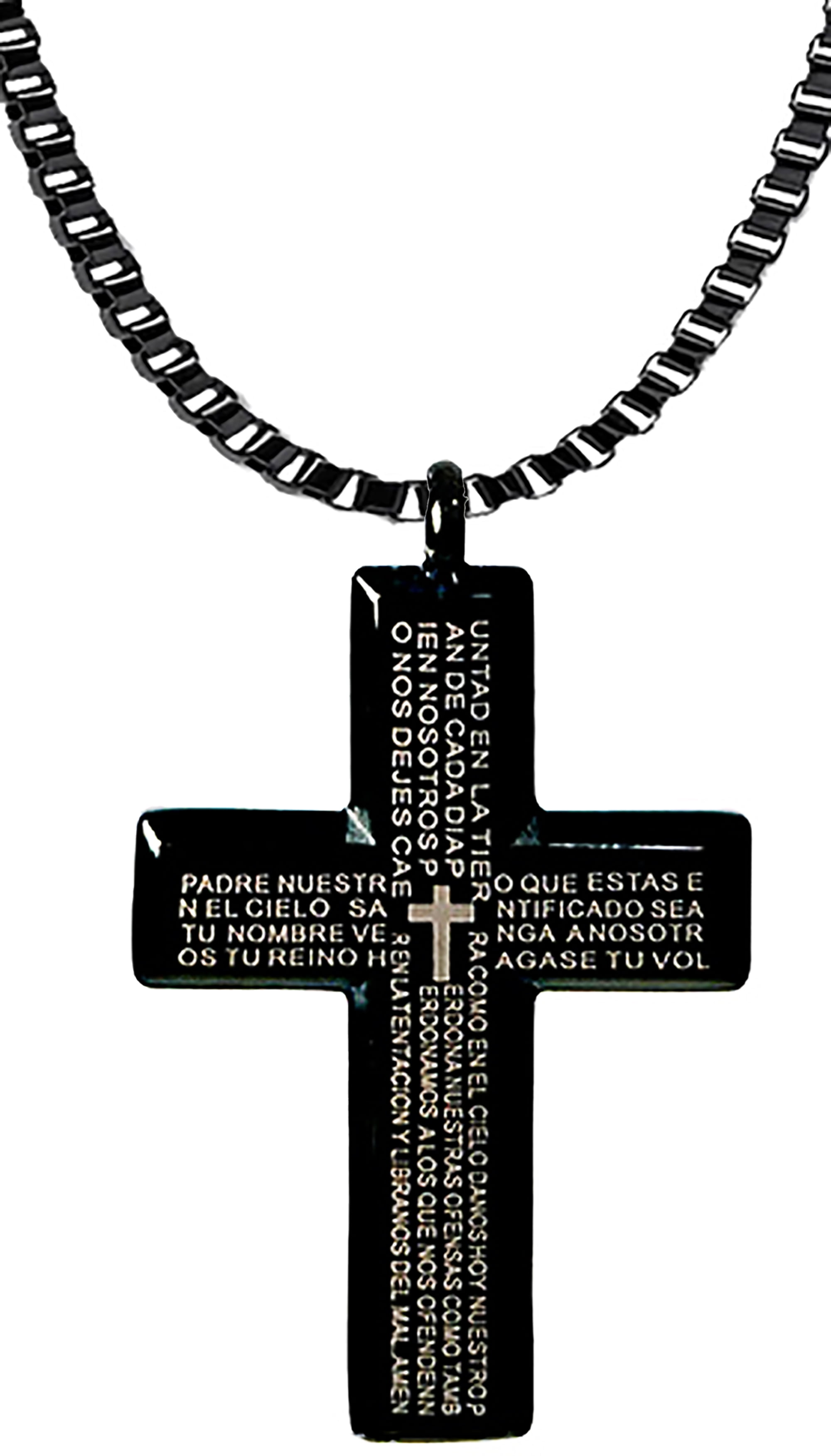 Lords Prayer, PATER NOSTER, Black Cross On A Beautiful Adjustable Black ...