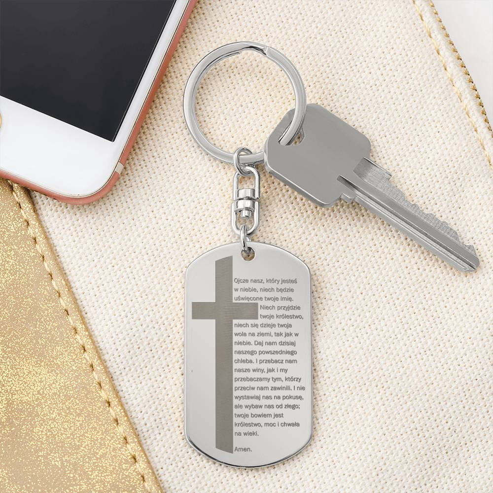 Lords Prayer Polish Ojcze Nasz Engraved Dog Tag Bible Keychain ...
