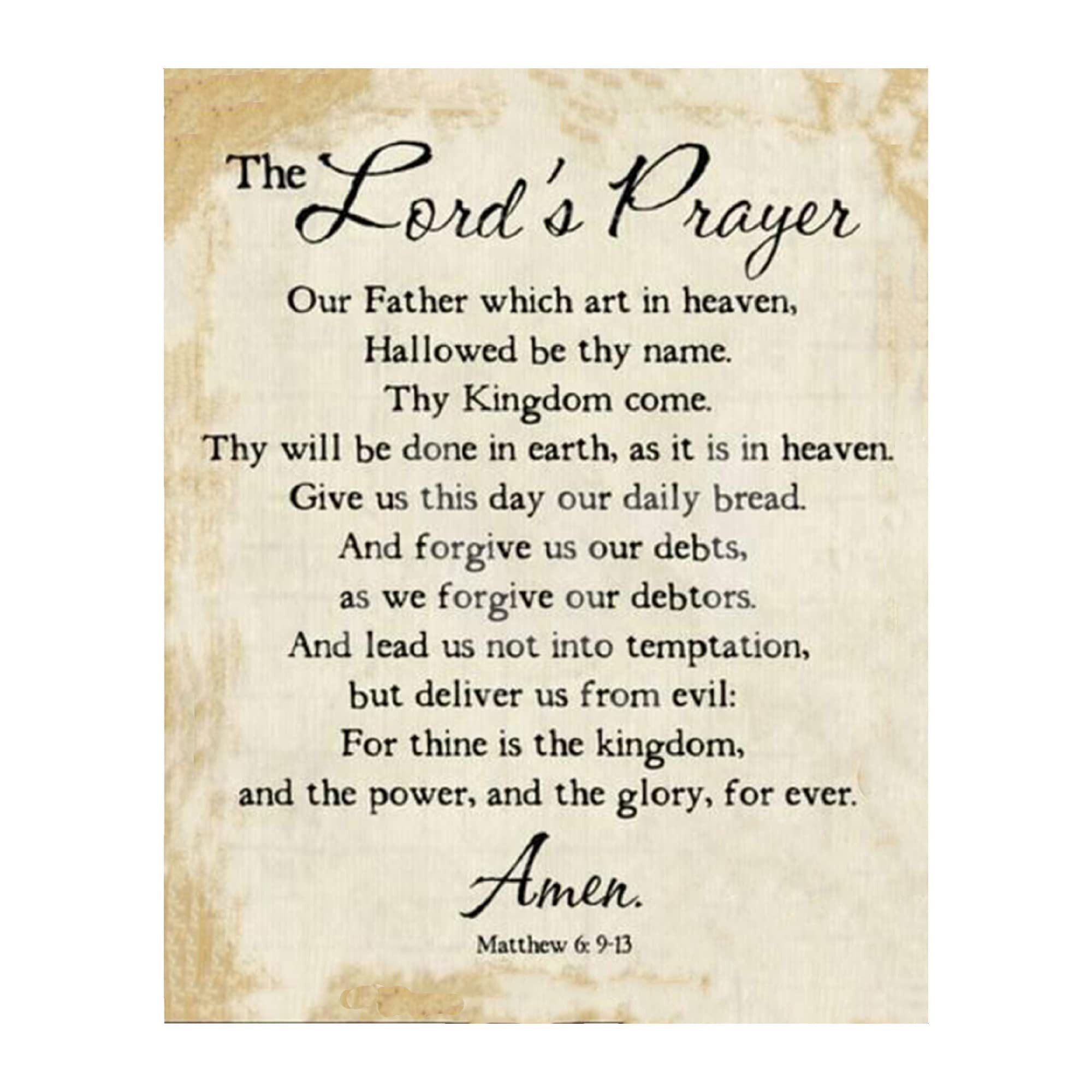 The Lords Prayer Wall Art - Christian Wall Decor, Vintage Parchment ...