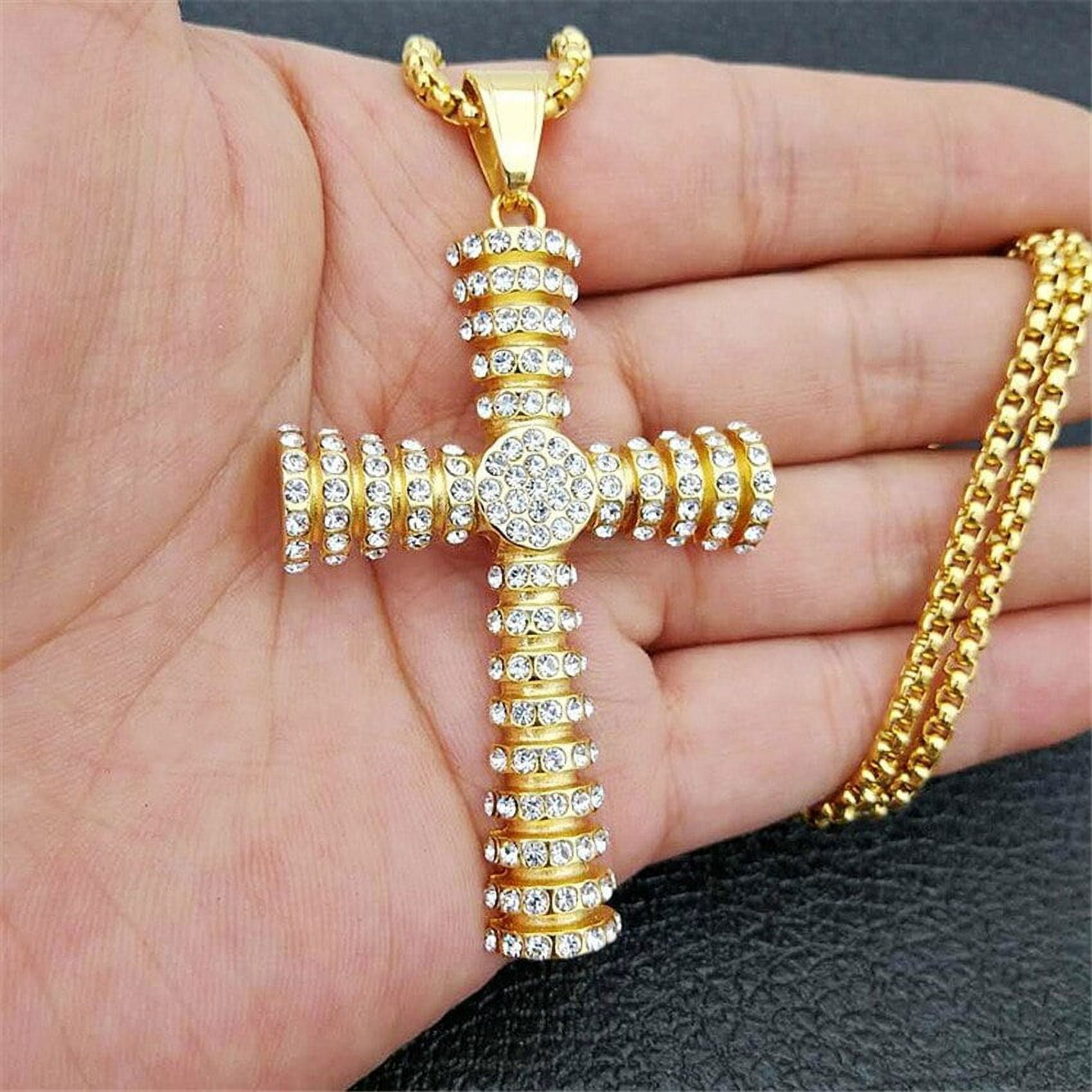 Lordtrendy Christian Jesus Cross Necklace For Women Men 14K Yellow Gold ...