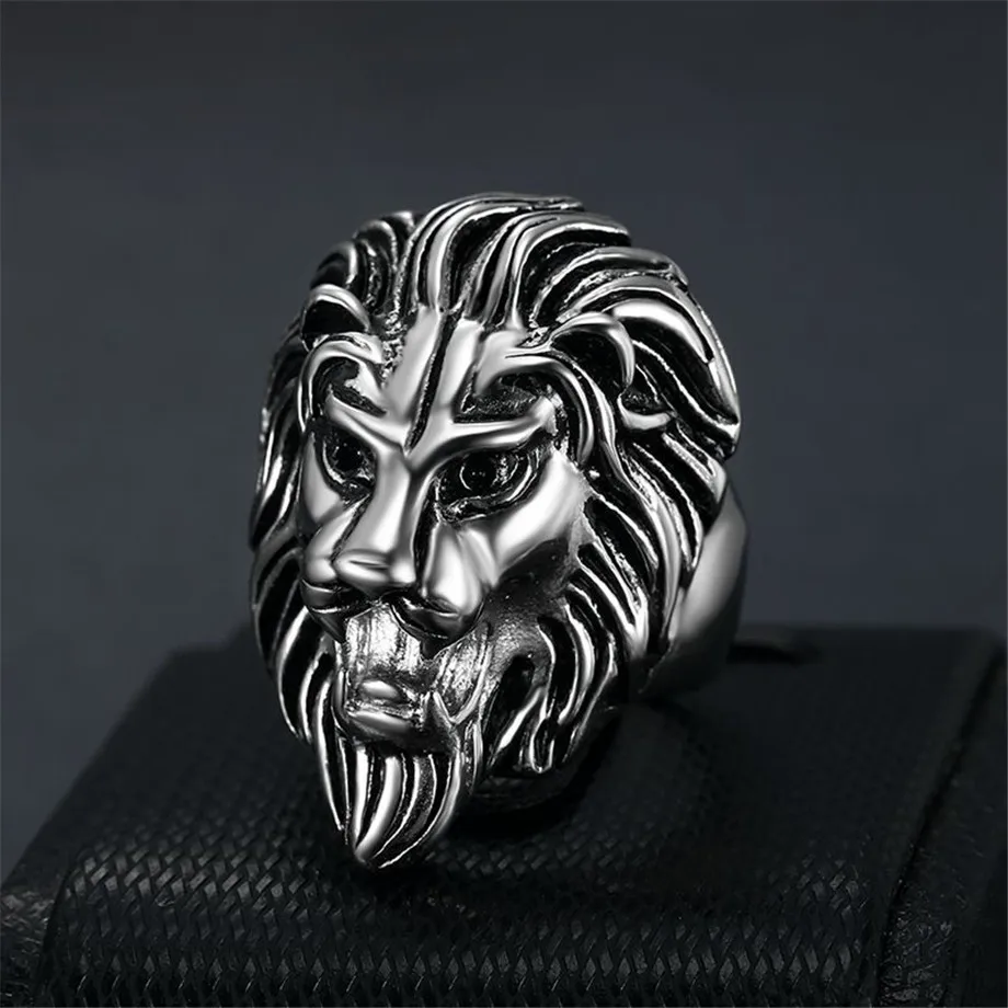 Lordtrendy Hot Sale Men's Ring 14K Yellow Gold Lion Head Rings For Men ...
