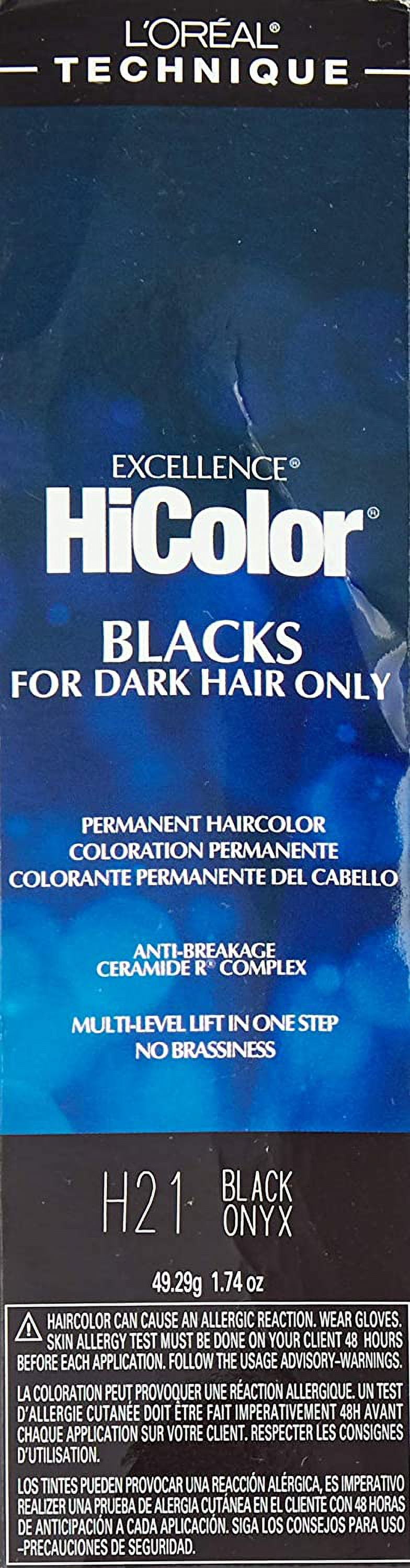 L'Oreal Paris Excel Hicolor H21, Black Onyx, Permanent Hair Color, 1.74 ...