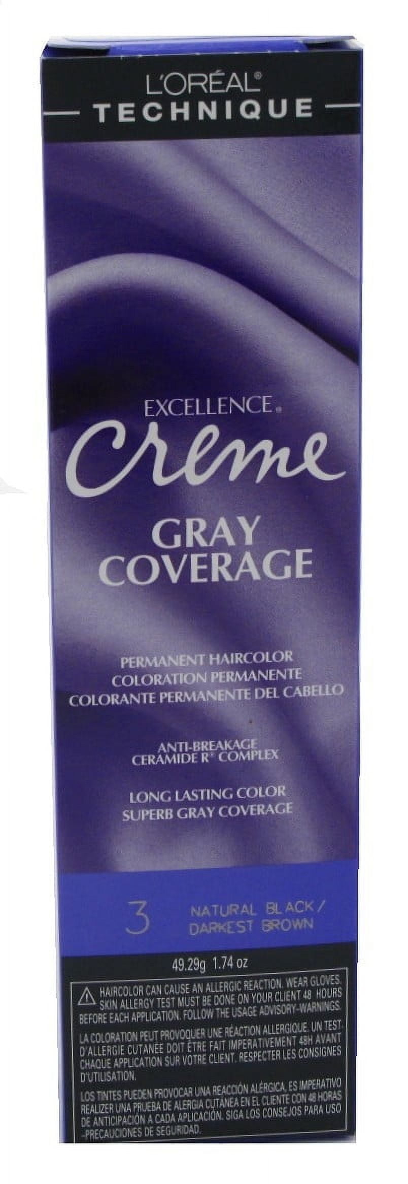 Loreal Excellence Creme Color #3 Natural Black 1.74 Ounce (51ml) (Pack of 3) - Walmart.com