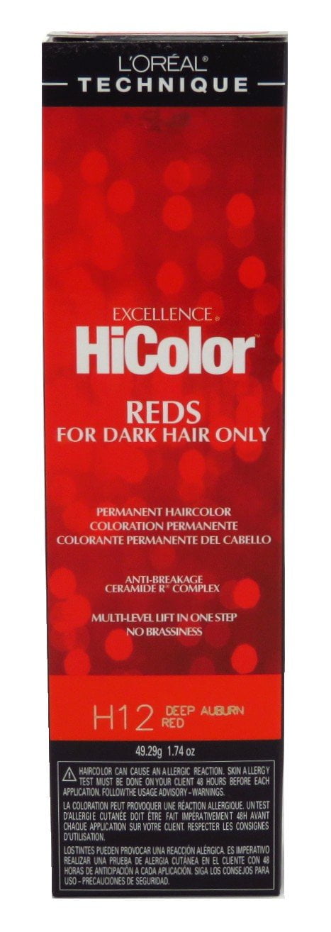 Loreal Excellence Hicolor H12 Tube Deep Auburn Red 1.74 Ounce (51Ml) (2 ...