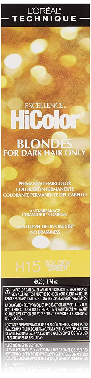 Loreal Excellence Hicolor H15 Tube Golden Ginger 1.74 Ounce (51Ml) (6 ...
