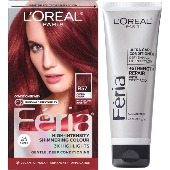 L'Oreal Paris Feria Shimmering Permanent Hair Color, R57 Cherry Crush ...