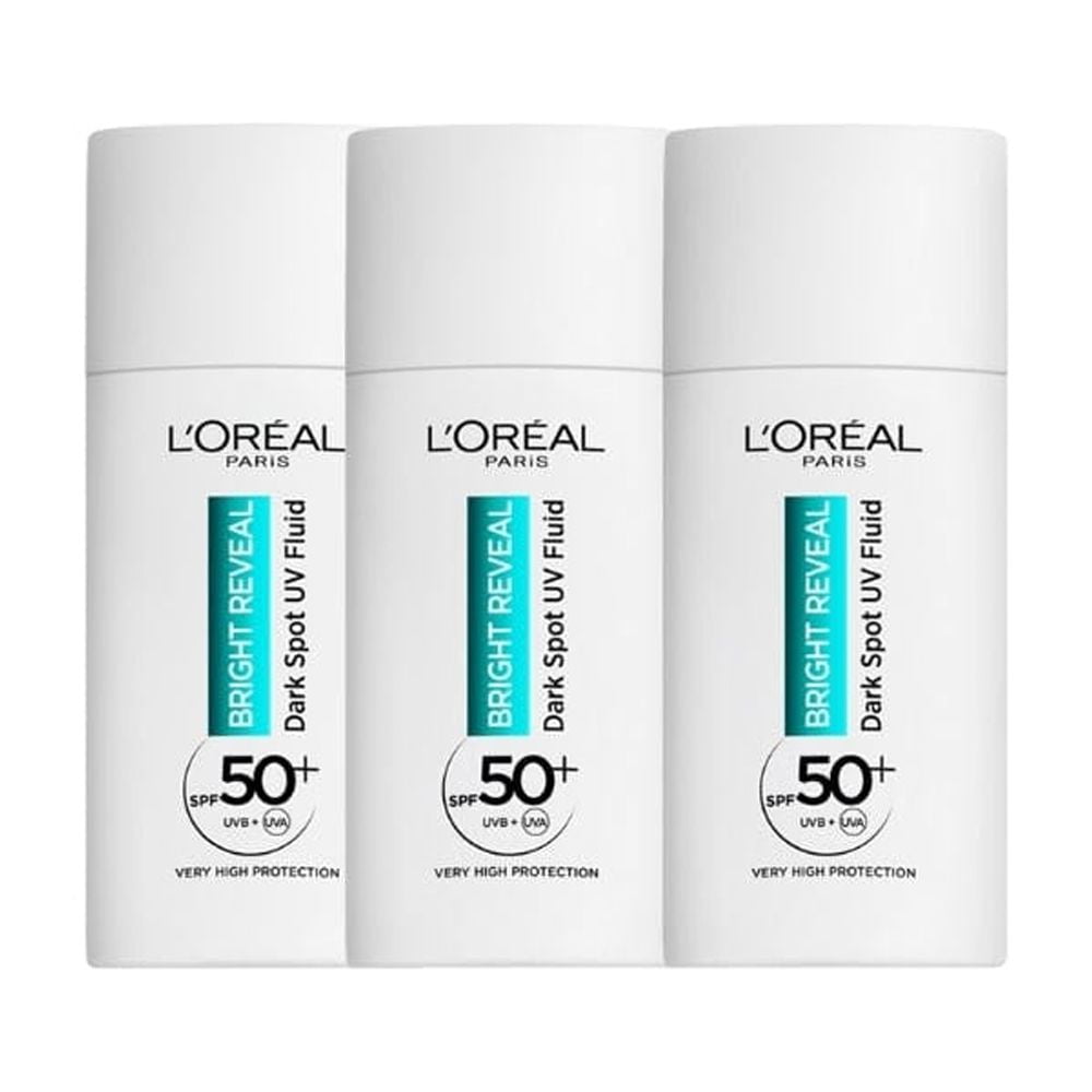 Loreal Paris Bright Reveal Dark Spot UV Fluid SPF 50+ 50ml 3 Packx ...