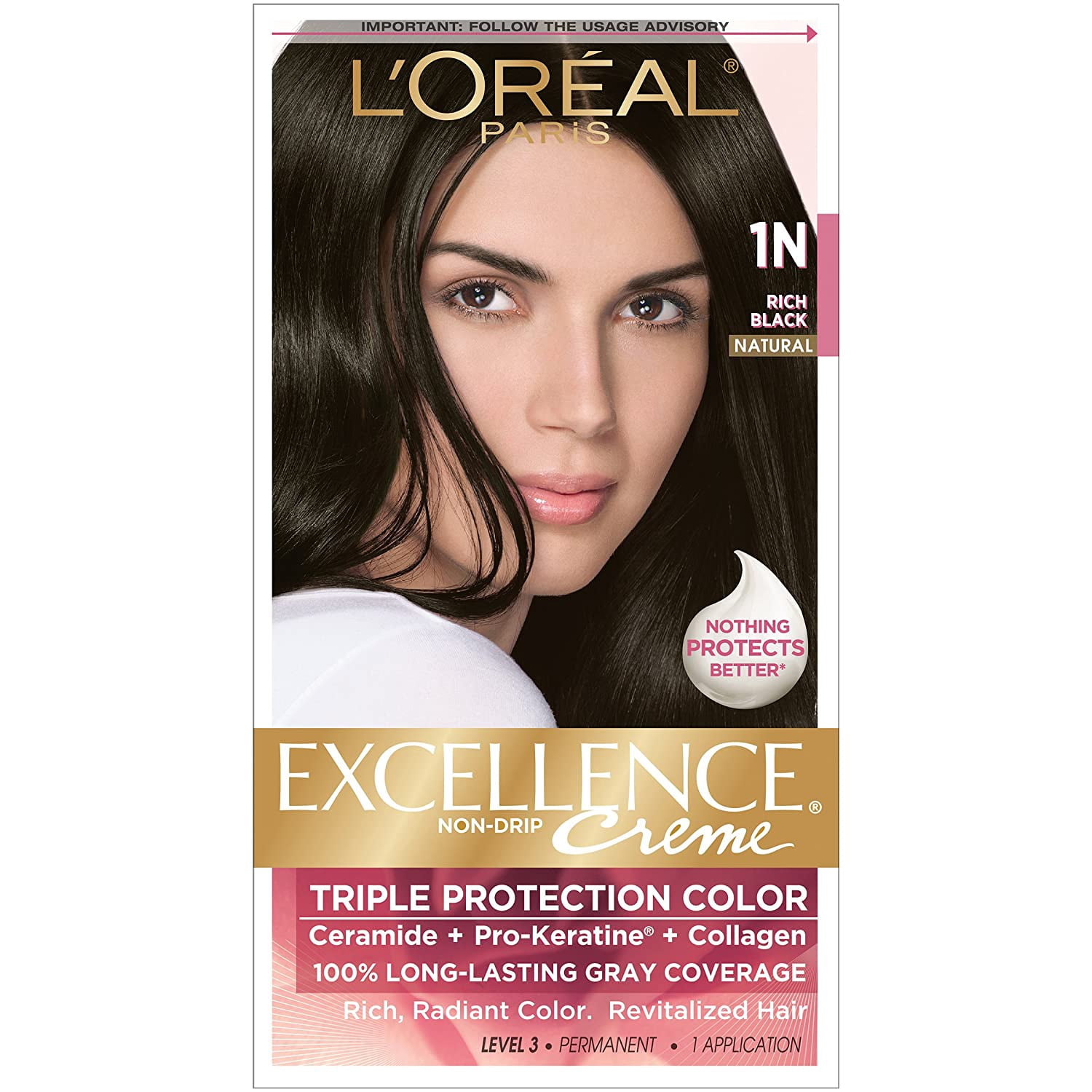 Loreal Paris Excellence Creme, Rich Black 1N (Packaging May Vary ...