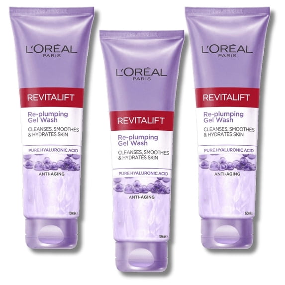 Loreal Paris Revitalift Filler Hyaluronic Acid Cleanser 150 ml 3 Pack ...