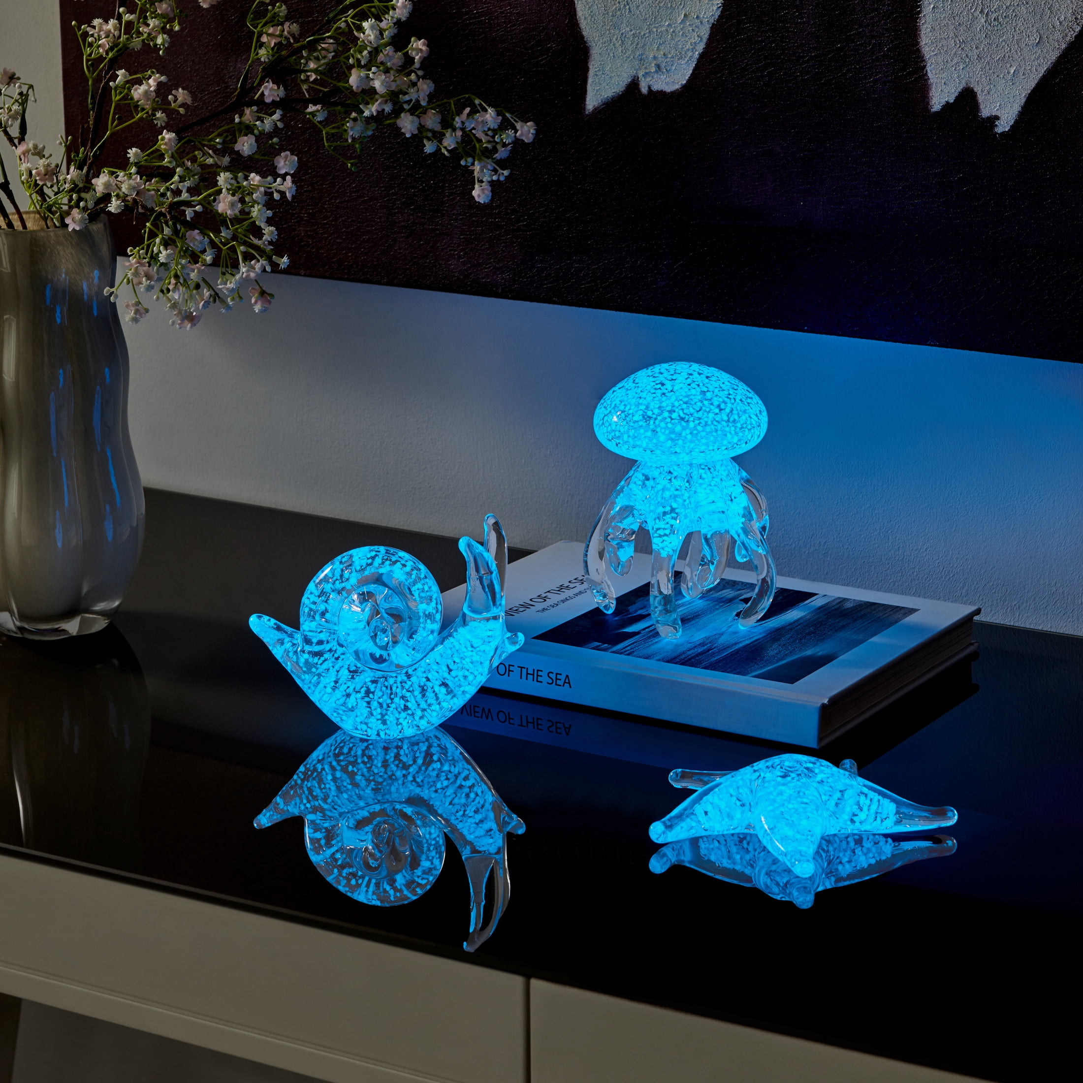 Lorelei Glow-in-the-Dark Decorative Accent Glass Sculpture Figures ...