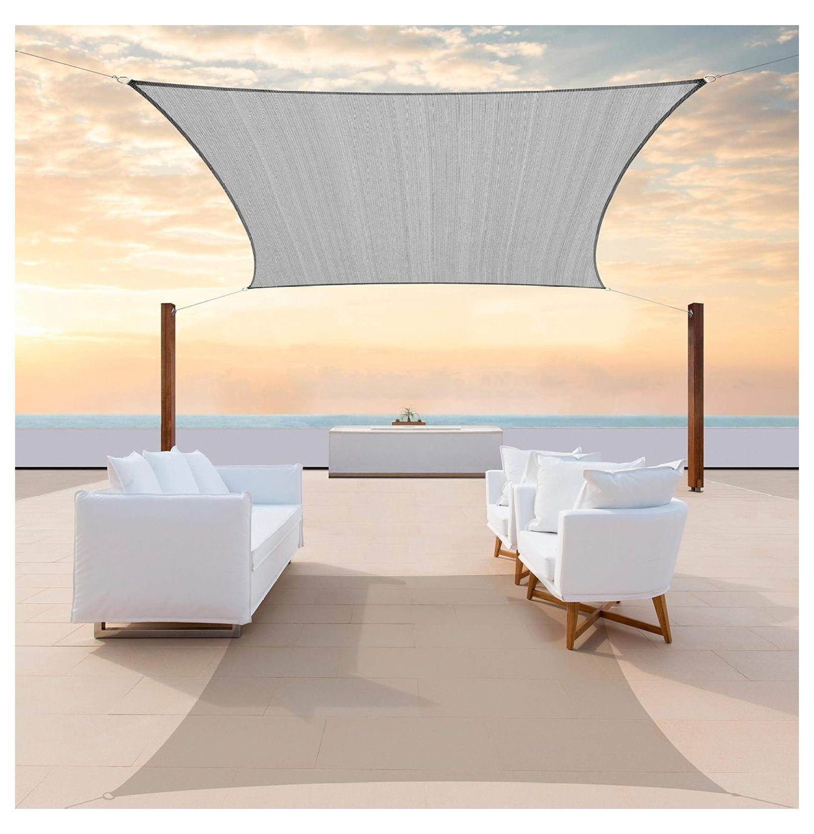 Lorelia 10' x 13' Grey Rectangle Sun Shade Sail CTAPR0816 Canopy Fabric ...