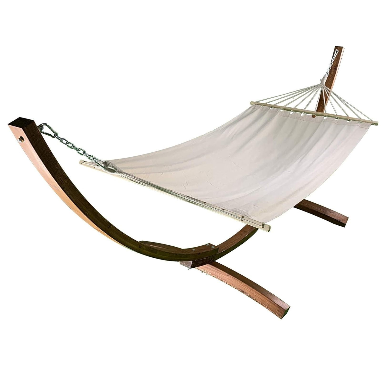 Lorelia 12 Ft. Water Treated Wooden Arc Hammock Stand + Premium Quilted ...