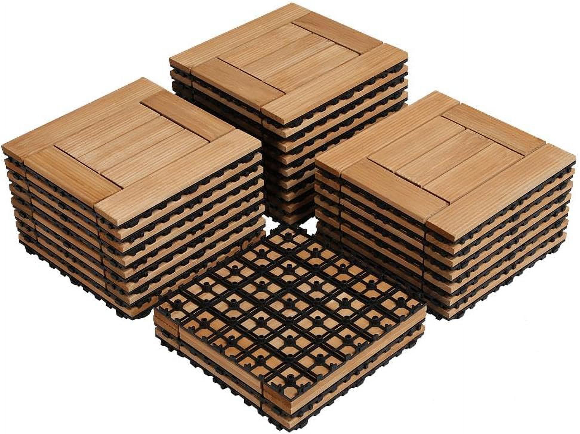 Lorelia 27PCS 12 x 12in Patio Tiles Solid Wood Deck Interlocking Deck ...