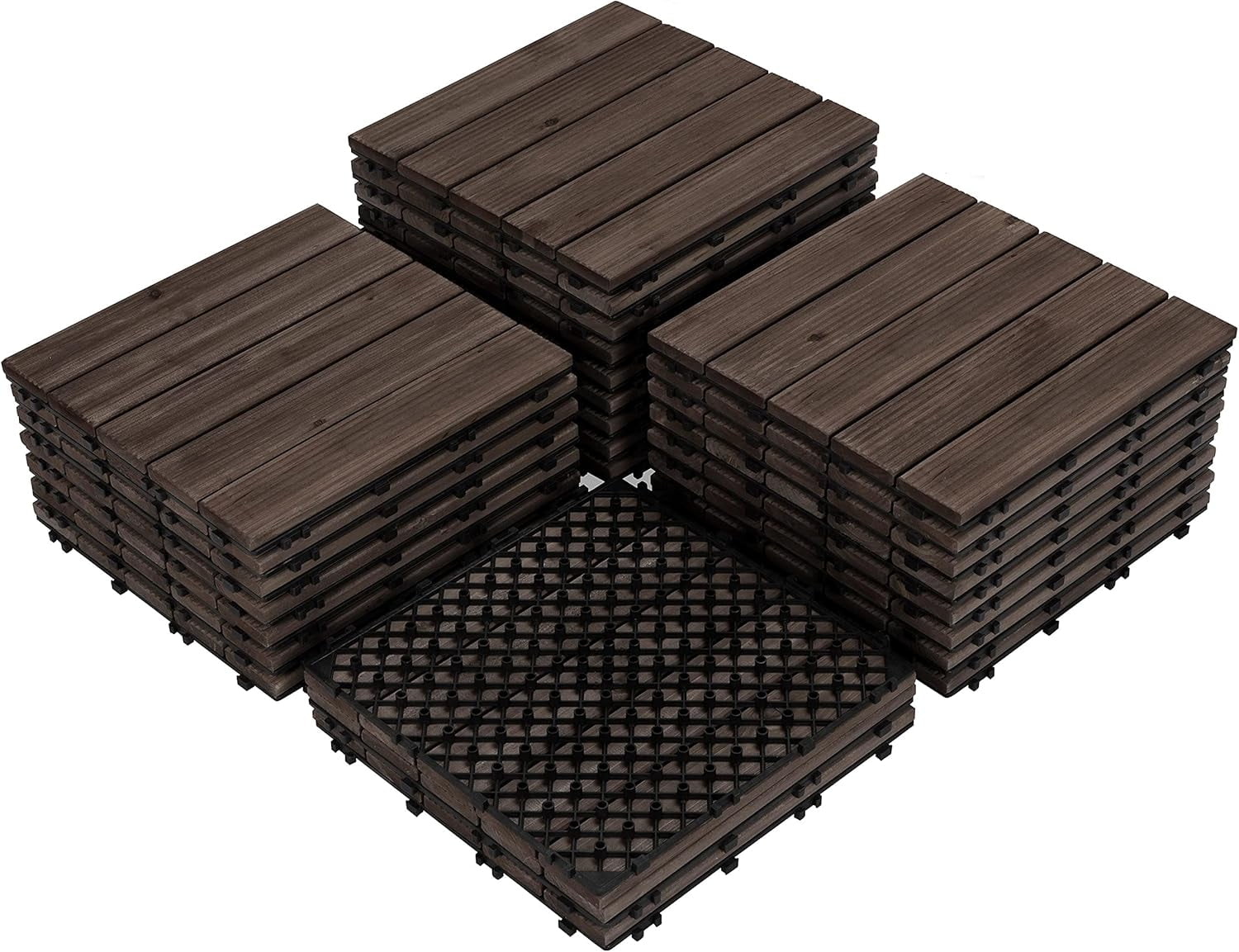 Lorelia 27PCS Wood Flooring Tiles Interlocking Patio Deck Tiles Blocks ...