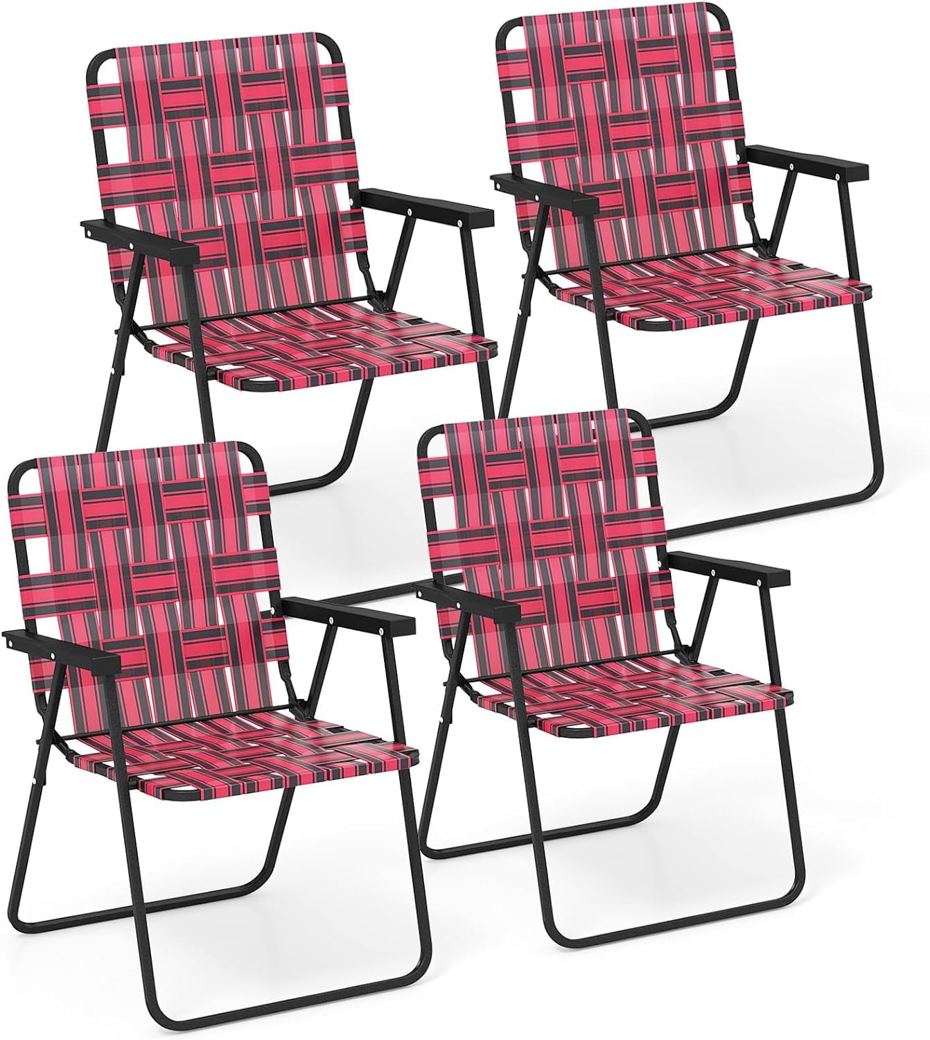 Lorelia 4-Pack Beach Chairs for Adults, Camping Chair with Steel Frame ...