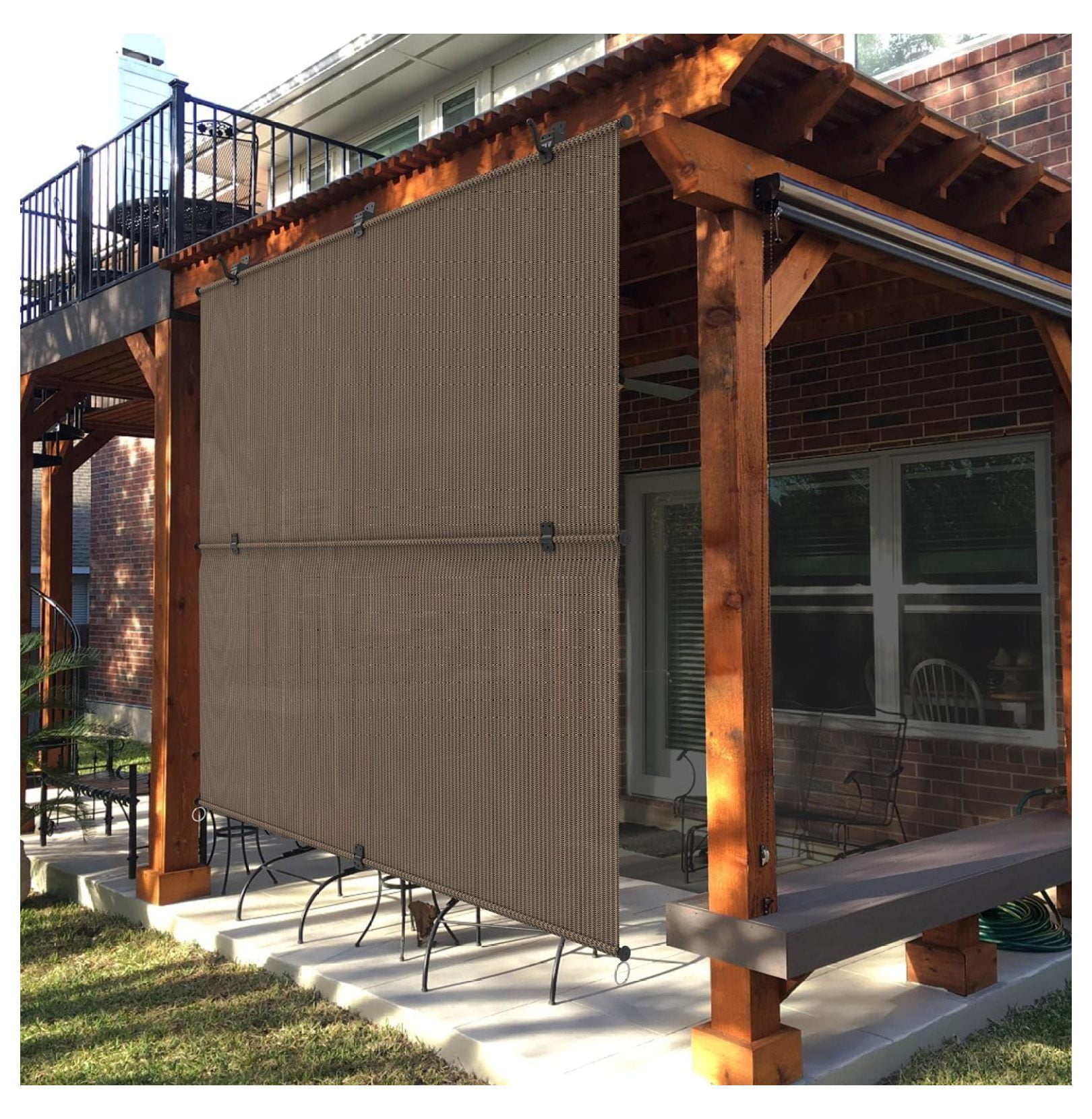 Lorelia 8'W x 12'L Outdoor Folding Shade, Cordless Fold Shade Blind Sun ...