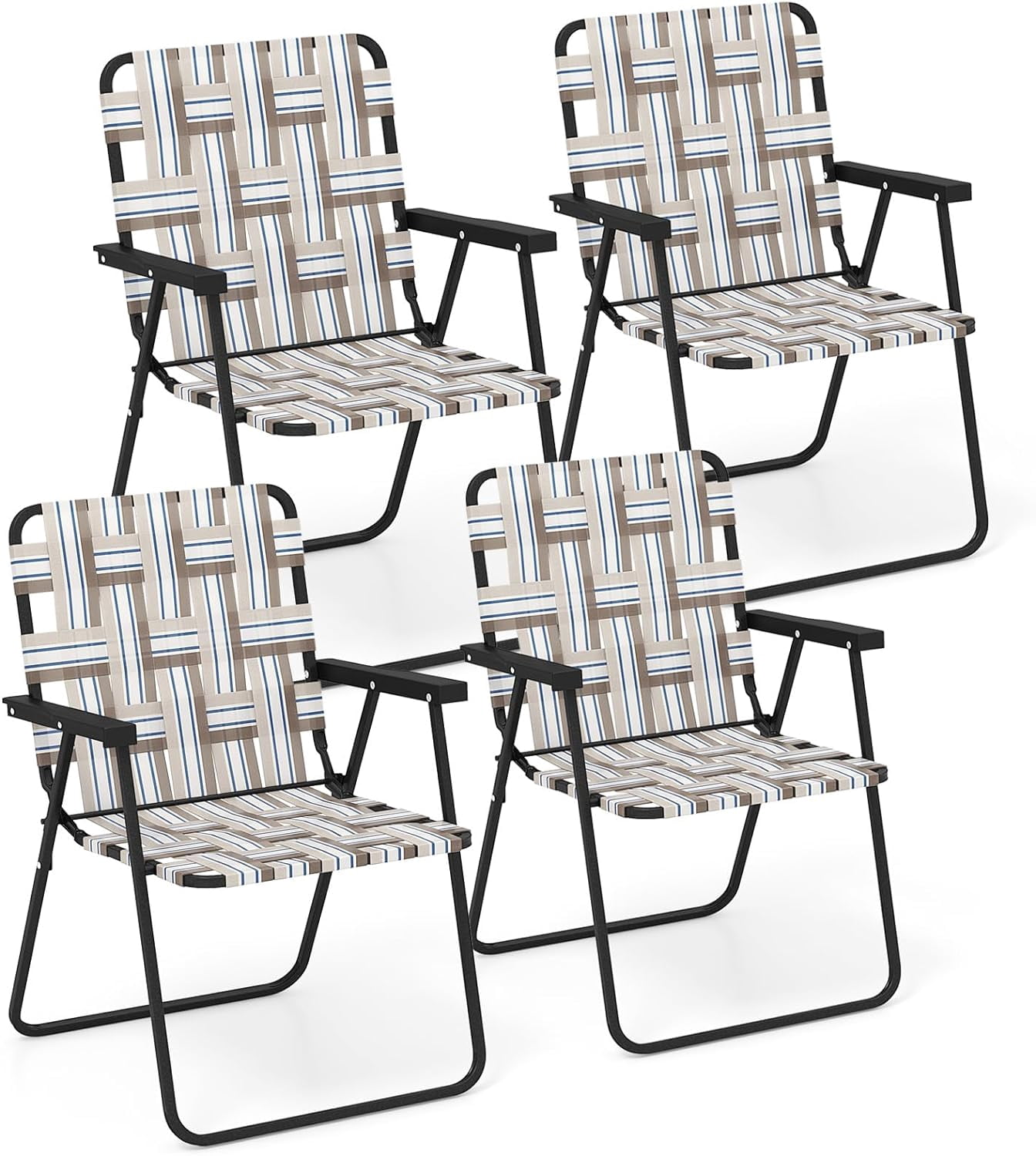Lorelia Beach Chairs for Adults 4-Pack - Camping Chair with Steel Frame ...