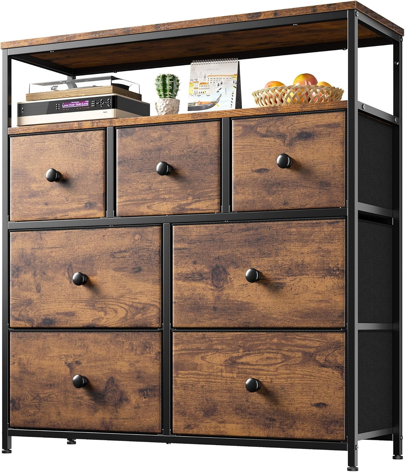 Lorelia Dresser for Bedroom with 7 Drawers and 2 Shelves, TV Stand ...