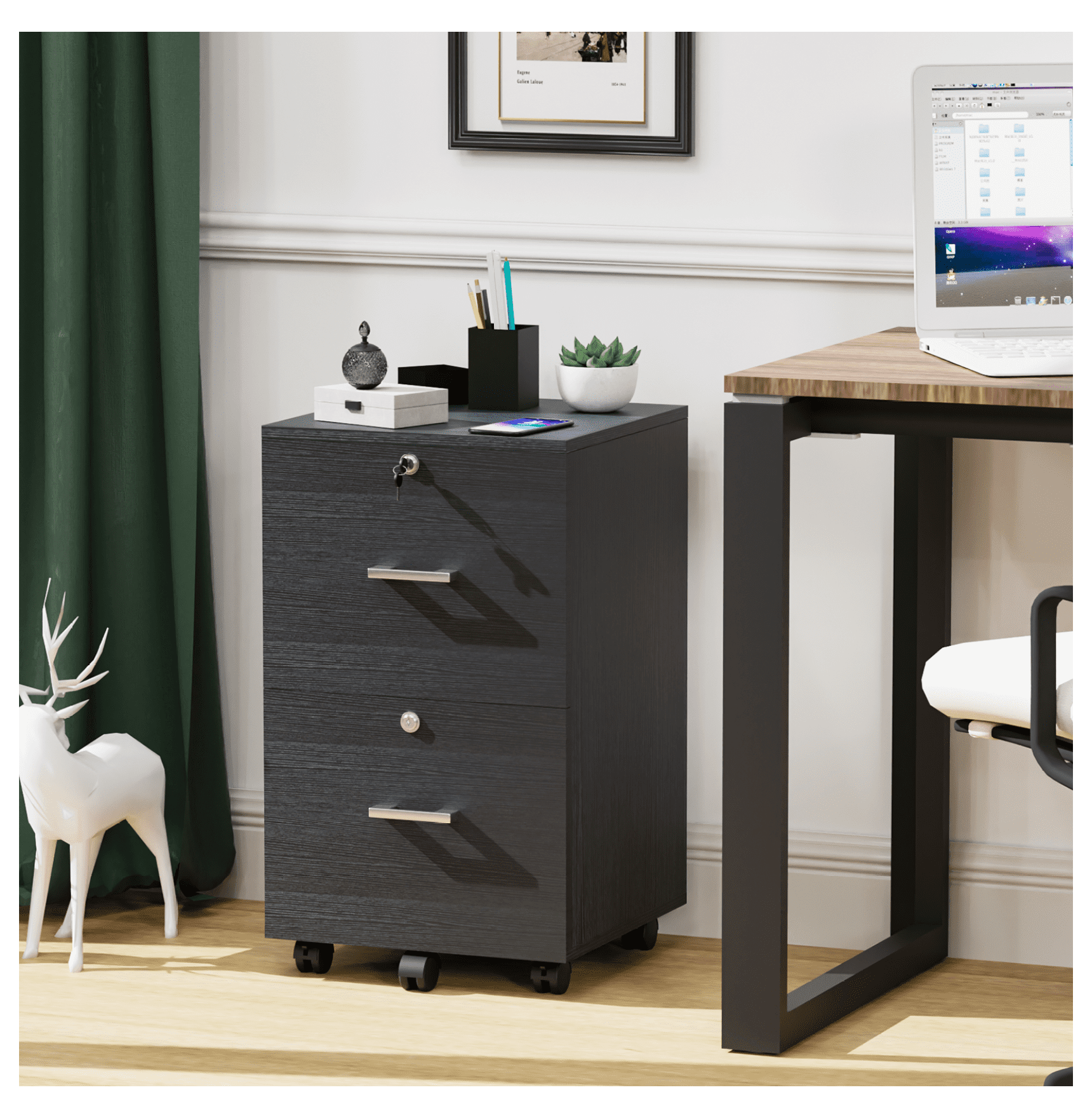 Lorelia Filing Cabinet with Storage 3 Drawer File Cabinet Organizer ...